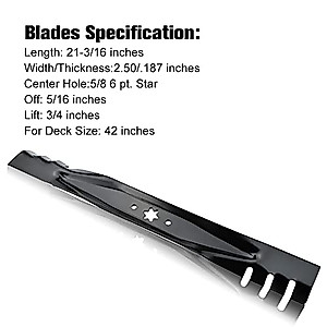 Grasscool 42 Inch Mower Mulching Blades for Troy Bilt Mustang Pony Bronco Cub Cadet 42'' XT1 XT2 LT42 LTX1040 RZT-L42 Lawn Mower Replace 942-0616 742-0616 942-04126 942-04308-X