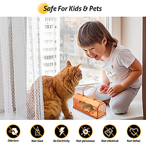Humane Mouse Trap No Kill,Catch and Release Indoor/Outdoor Mouse Traps for Mice,Easy to Set,Mouse Catcher Quick Effective Reusable and Suitable for Families Yellow(2PCS)