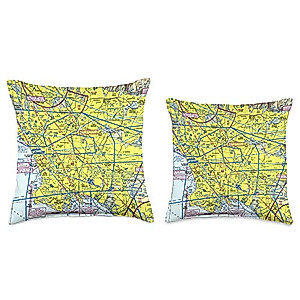 15 Degrees East Aeronautical Chart Los Angeles VFR sectional Pilot Throw Pillow, 16x16, Multicolor