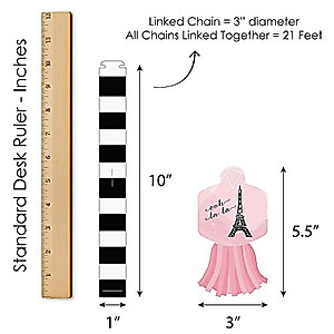 Big Dot of Happiness Paris, Ooh La La - 90 Chain Links and 30 Paper Tassels Decoration Kit - Paris Themed Baby Shower or Birthday Party Paper Chains Garland - 21 feet