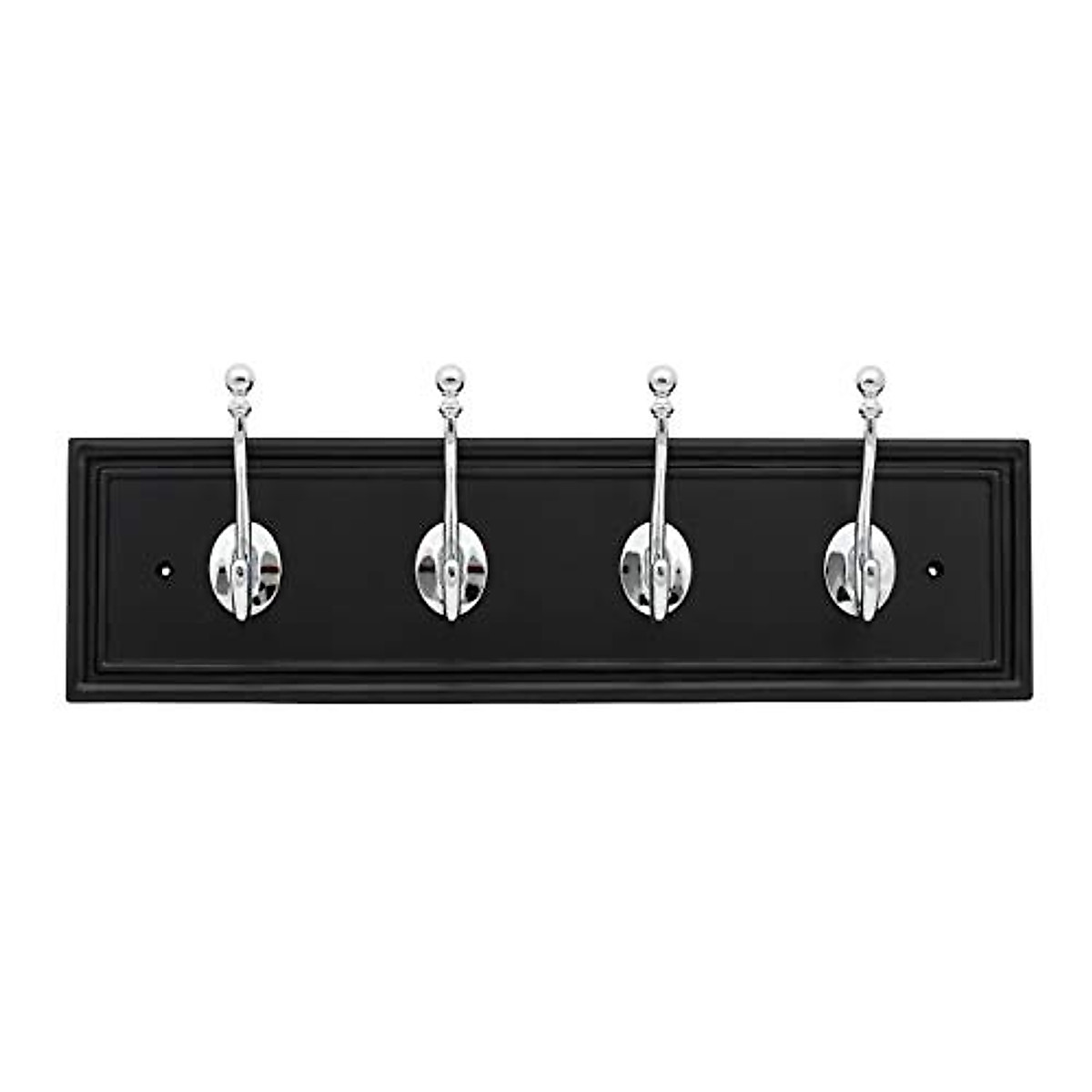 Hickory Hardware Cottage Collection Coat Rack/Hook Rail 4 Coat and Hat Hooks 20 Inch Long Black with Chrome Finish