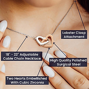 Faith Davis Interlocking Hearts Necklace - Gift for Daughter from Mom - Anniversary, Birthday, Holiday, or Just Because!