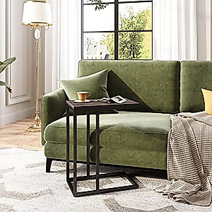 WLIVE Side Table, C Shaped End Table for Couch, Sofa and Bed, Large Desktop C Table for Living Room, Bedroom, Gray and Black
