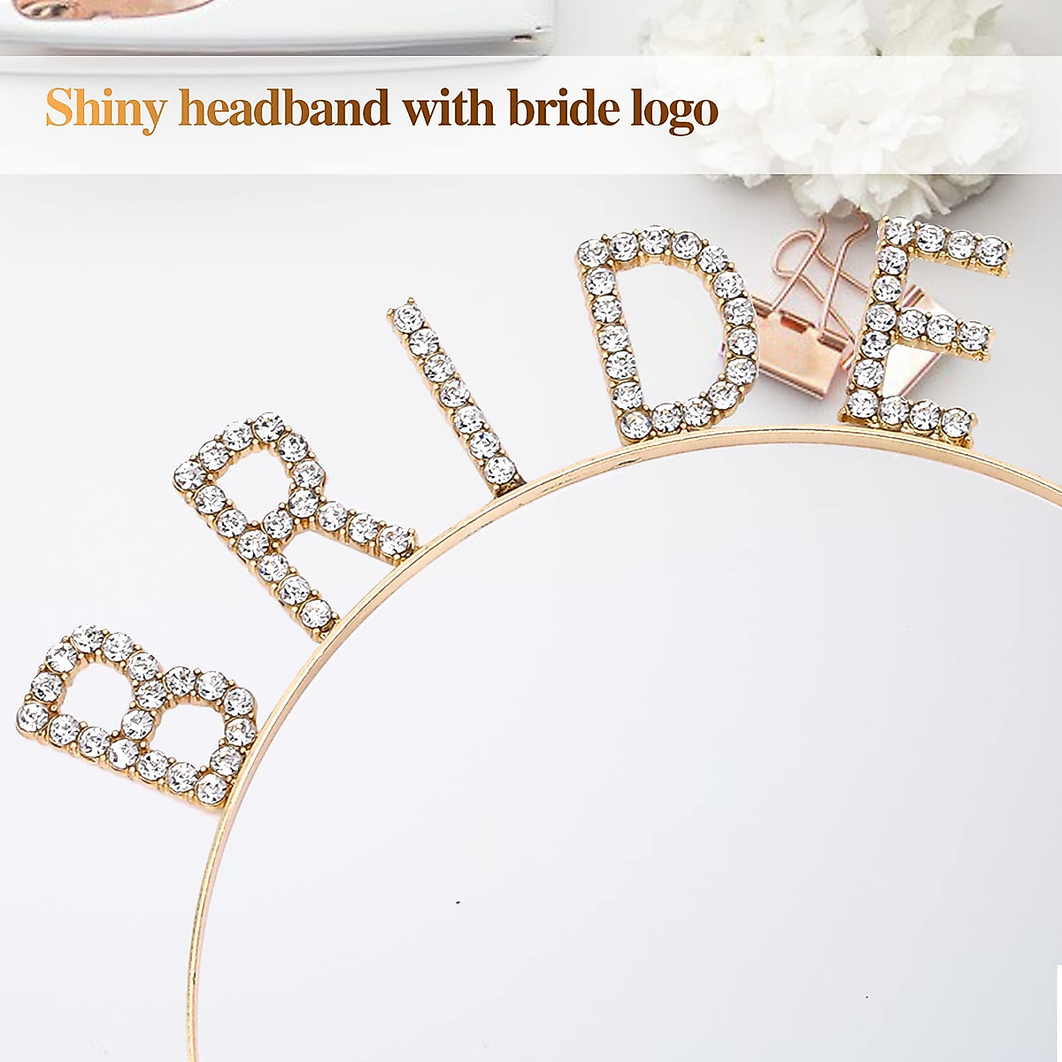 Rhinestone Bridal Headpiece, Gold Wedding Crown for Women and Girls (Rose Gold)