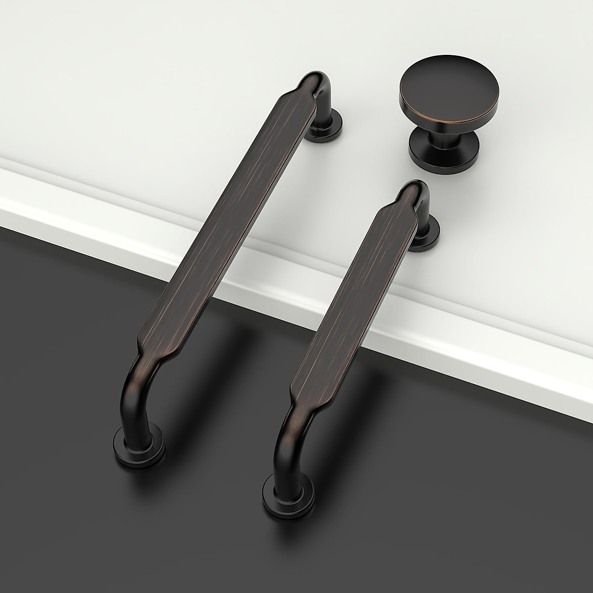 Amerdeco 10 Pack Oil Rubbed Bronze Cabinet Pulls 5 Inch(128mm) Hole Centers Kitchen Cabinet Handles Solid Zinc Alloy Cabinet Hardware Drawer Pulls ZH0051