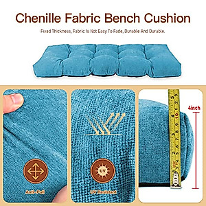 Focuprodu Bench Cushion 36 inch, Non-Slip Thickened Piano Bench Cushion, Durable Stain Resistant Outdoor/Indoor Bench Seat Cushion(36x14x4 inch, Peacock Blue)