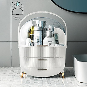 ZOOFOX 3 Pack Makeup Organizer, Cosmetics Storage Display Case with Lipstick and Makeup Brush Organizer, Portable Handle Skincare Holder for Bathroom Countertop, Dresser