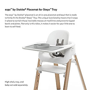 ezpz by Stokke Placemat for Steps Tray, Grey - Perfectly Fits Stokke Steps High Chair Tray - Helps Prevent Messy Mealtimes - Durable, Convenient, Dishwasher & Microwave Safe - 100% Silicone