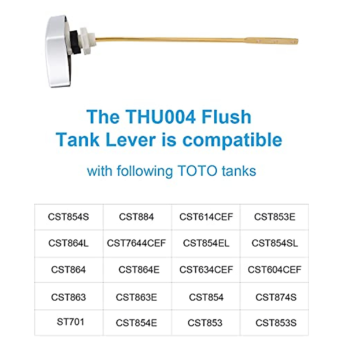 Hibbent Flush Tank Lever Compatible with TOTOTHU004-CP Trip Lvr for St701Cst854884, Toilet Trip Lever in Polished Chrome