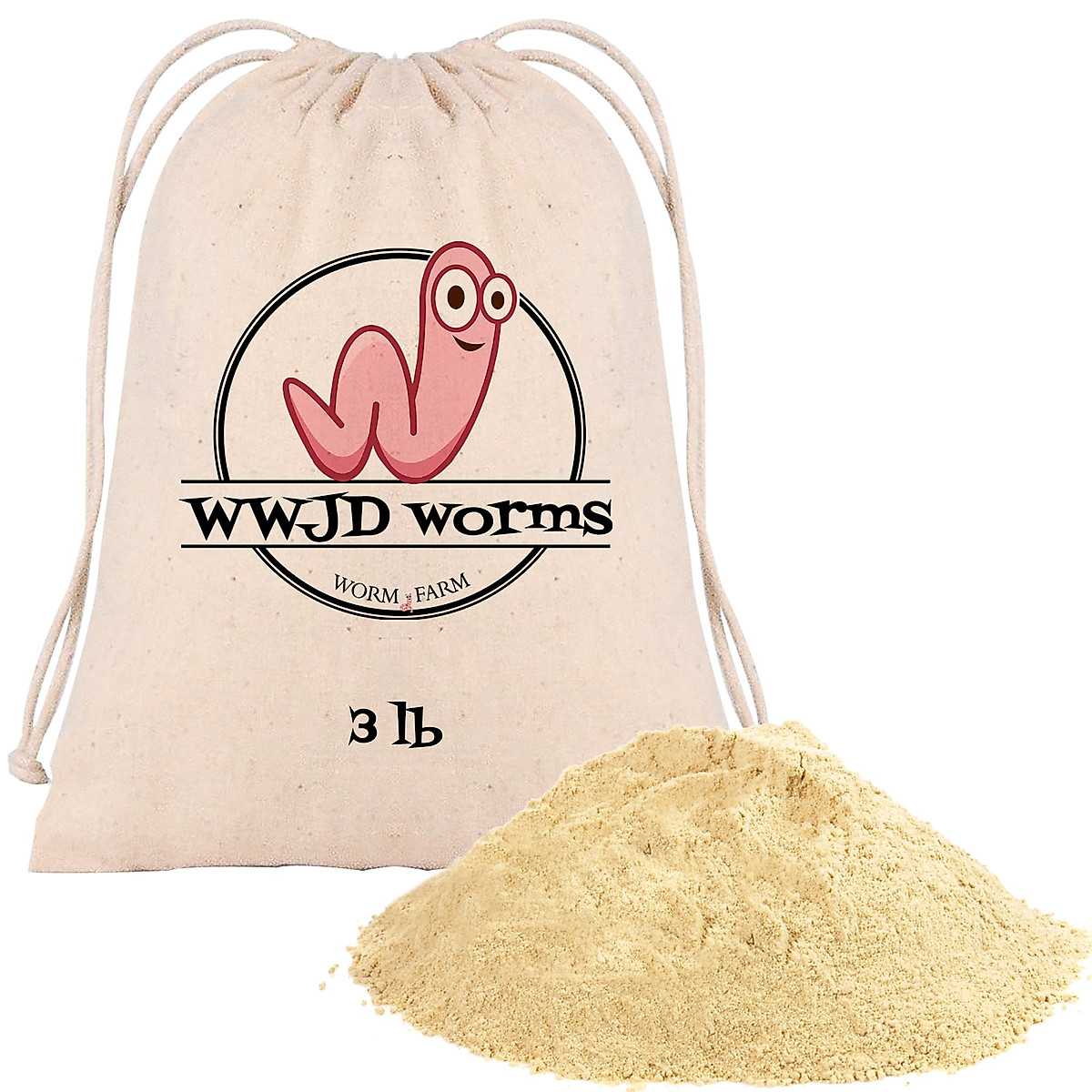 WWJD Worms Food for Worms - Mineral-Rich Worm Food, Boosts Composting Efficiency, Promotes Healthy Worms - Nutrient Blend Earthworm Chow for Nightcrawlers & Red Wigglers, 3 Pound