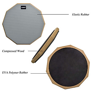 AAGUT Practice Pad with Drum Sticks Set, 12 Inch Marching Band Bass Snare Drums Pads with 4 Hickory Classic Drumsticks and Carry Bag (Gray)