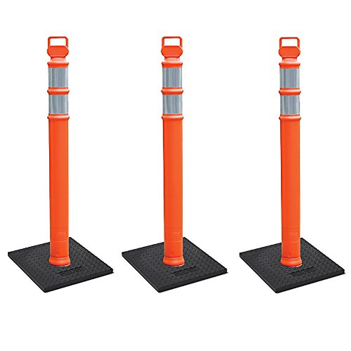 Cortina EZ Grab Delineator 45" Post, 3" Hip Collars with 10 lb Base, 03-747RBC-3, Orange, 3 Pack