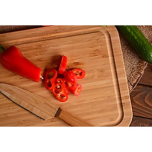 USRA Bamboo Kitchen Chef Knife Forged Titan Razor Sharp Edge One Touch Cut Technology With Rustic Aestetic