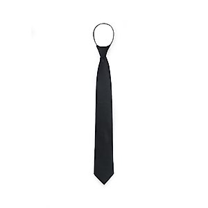 NEOVAT Men's Black Classic Woven Jacquard Solid Pre-Tied Adjustable Zipper necktie