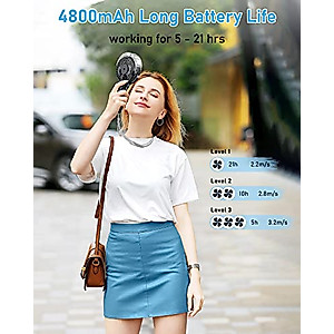 Zuvas Misting Handheld Fan 4800mAh Battery Powered Small Portable Fan with Spray 3 Speed 180°Foldable USB Personal Fan, for Travel Camping Outdoor Sports Neck Lanyard, Black