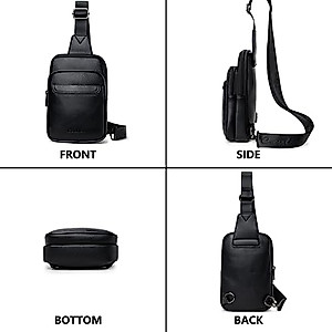 CANTLOR Small Leather Sling Bag Backpack for Men Crossbody Bag Fanny Pack Casual Hiking Travel Daypack