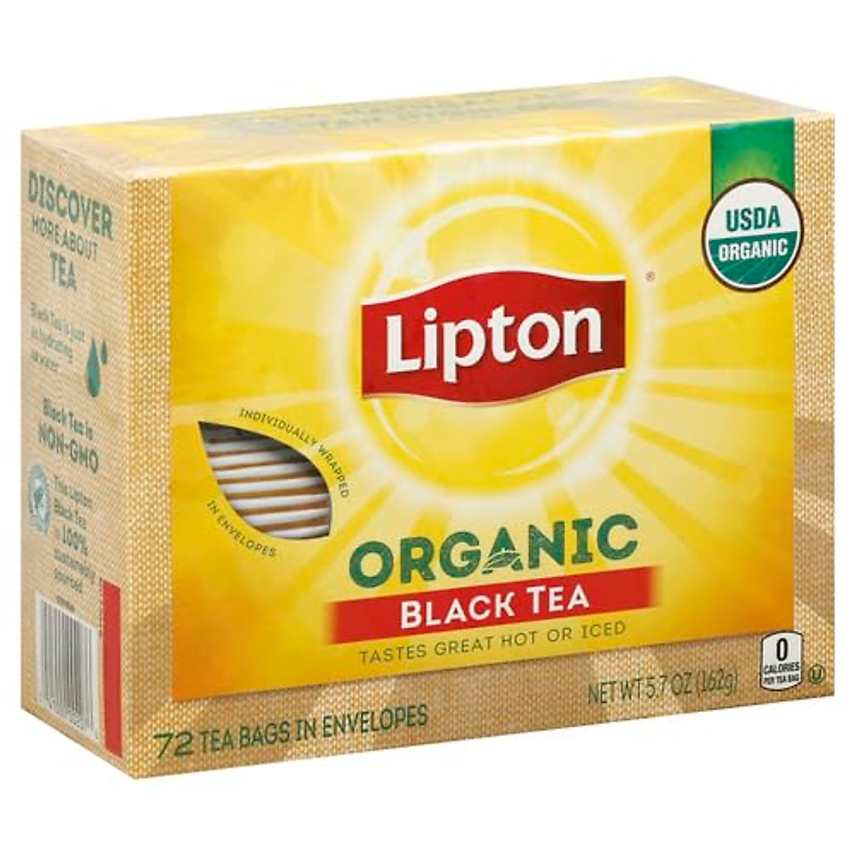 Lipton Black Tea Bags, Hot or Iced, 72 Count