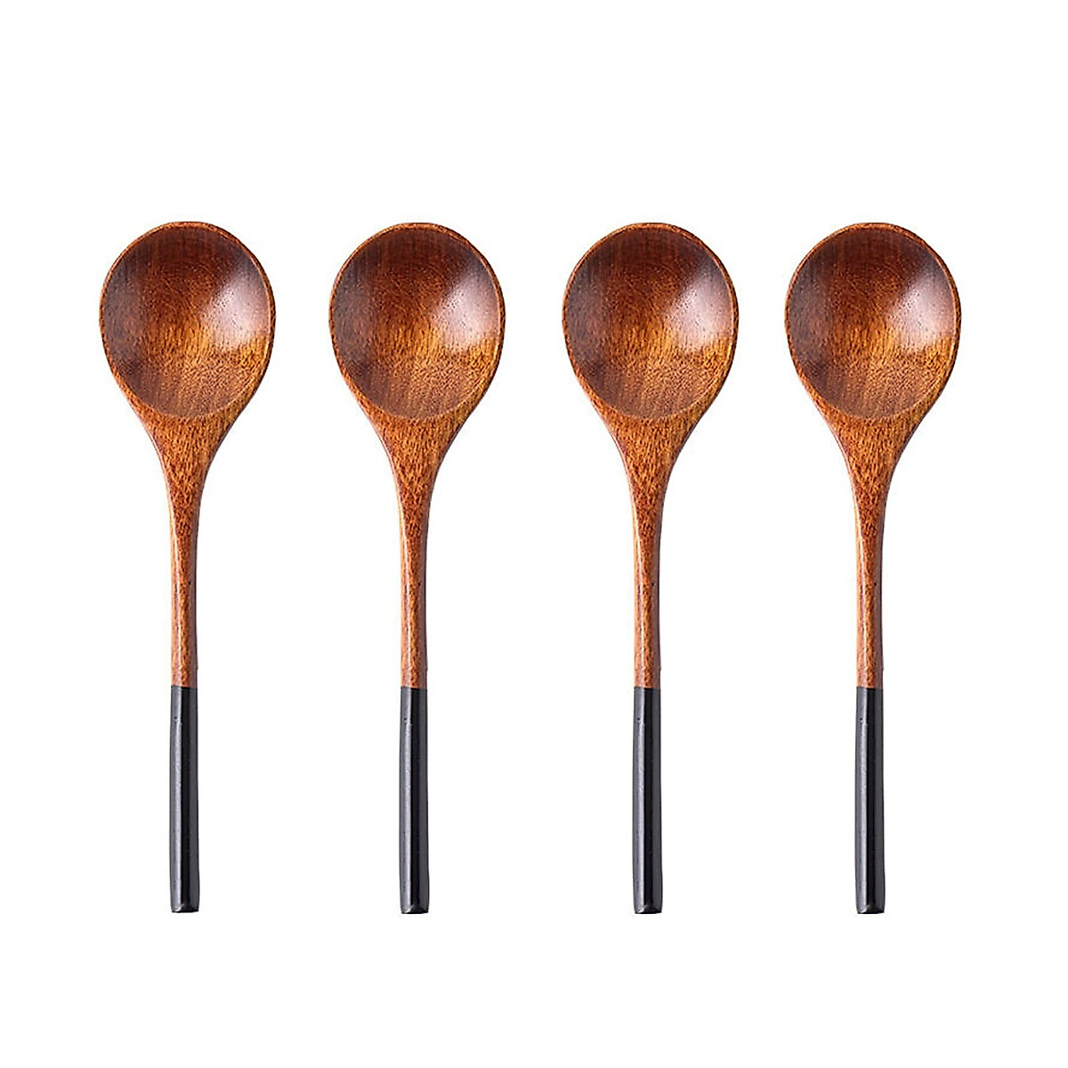Cooking Spoons 4 Pcs Creative Japanese Style Wooden Spoon Teaspoons Handmade Wood Iced Tea Spoons Small Stirring Spoon Espresso Mixing Spoons Table Spoons