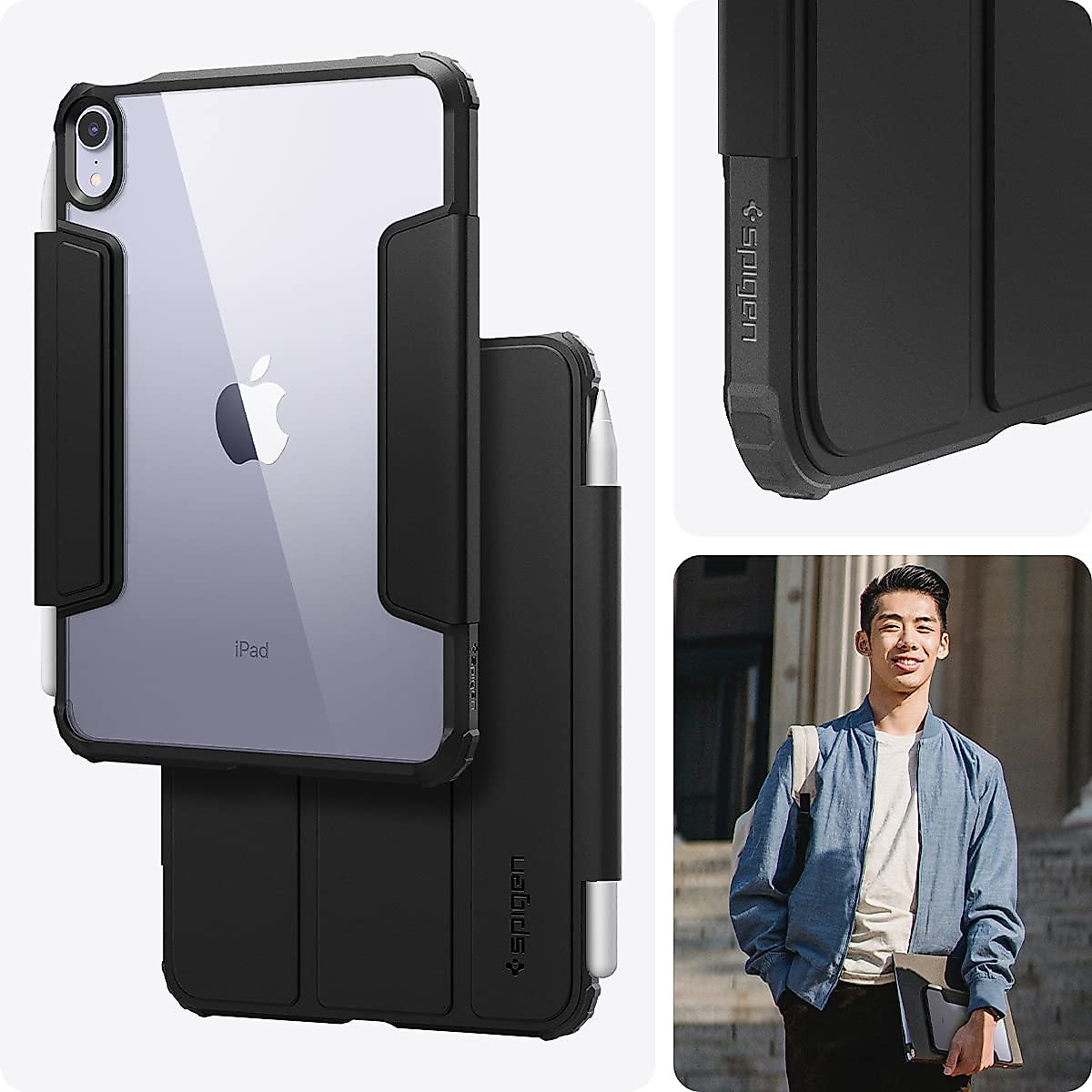 Spigen Ultra Hybrid Pro Designed for 8.3 inch iPad Mini 7 Case A17 Pro (2024), iPad Mini 7th/6th Generation Case (2024/2021) w/Clear Transparent Back and Pencil Holder - Black