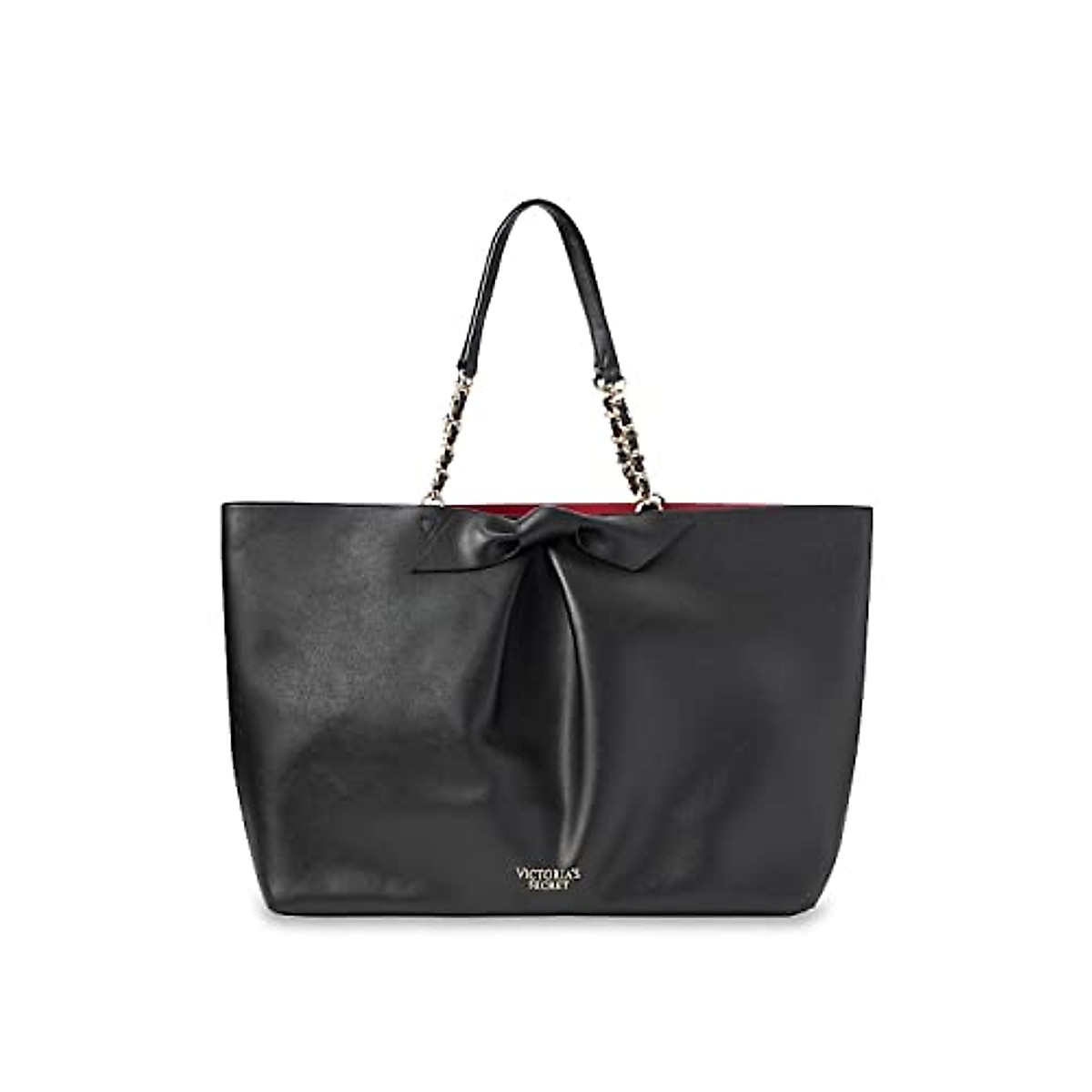 Victoria's Secret Black Bow Chain Strap Weekender Tote Bag