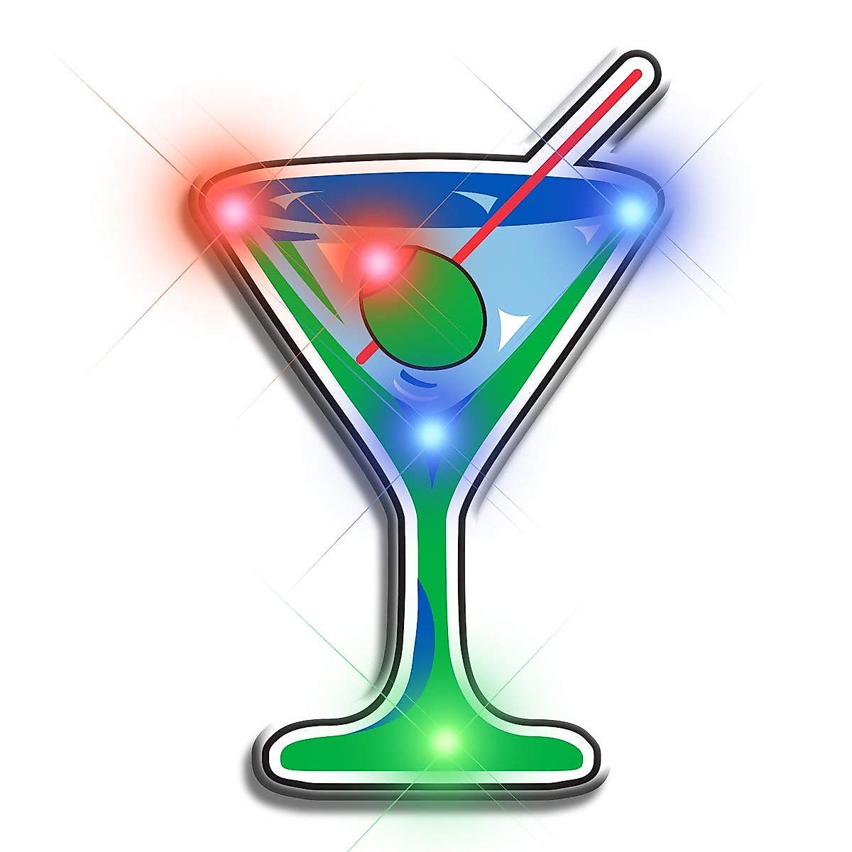 Well Martini Flashing Body Light Lapel Pins by Blinkee