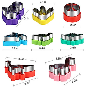 8pcs Dinosaur Cookie cutters set, Stainless Steel Sandwich Cutters Cookie Cutters Vegetable cutters for Kids Baking, Bento Box and Food Decoration Tools for Kitchen