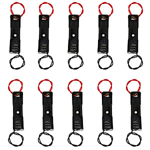 RuiLing 10-Pack Single AA Battery Holder Case Box with 5.5 Inch Cable Connections 1.5Volt Black