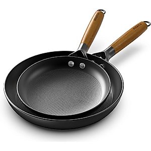 imarku Non Stick Frying Pans - 8 inch & 10 inch Frying Pan Nonstick Set, Honeycomb Lock Oil Cast Iron Skillets, Dishwasher Safe, Induction Compatible, Stay-cool Handle Pans, Christmas Gifts