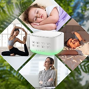 Magicteam White Noise Machine 10 Colors Lights and 25 Soothing Sounds Sleep Sound Machine with 5 Timers with Memory Feature Portable Sound Machine for Baby Adults. (White)