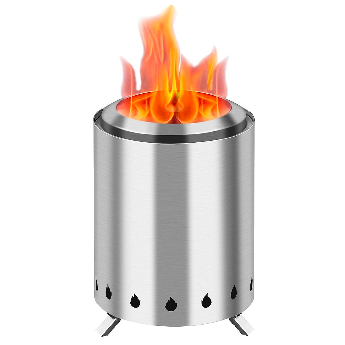 Tabletop Fire Pit, Mini Table Top Firepit with Flodable Stand, Stainless Steel Outdoor Fire Pit for Camping, Fueled by Pellets or Wood, Low Smoke and Safe Burning, Diameter 6" Height 7.5"