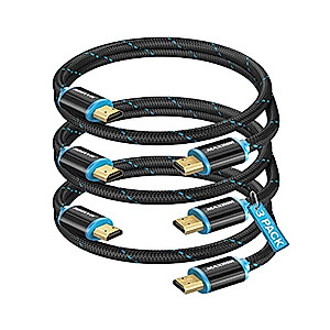 HDMI Cable 4K HDMI 2.0, 1ft, Certified 18Gbps, 4K@60Hz Ultra High-Speed Gaming HDMI Cable, 4K Cable, 3 Pack, UL-Listed