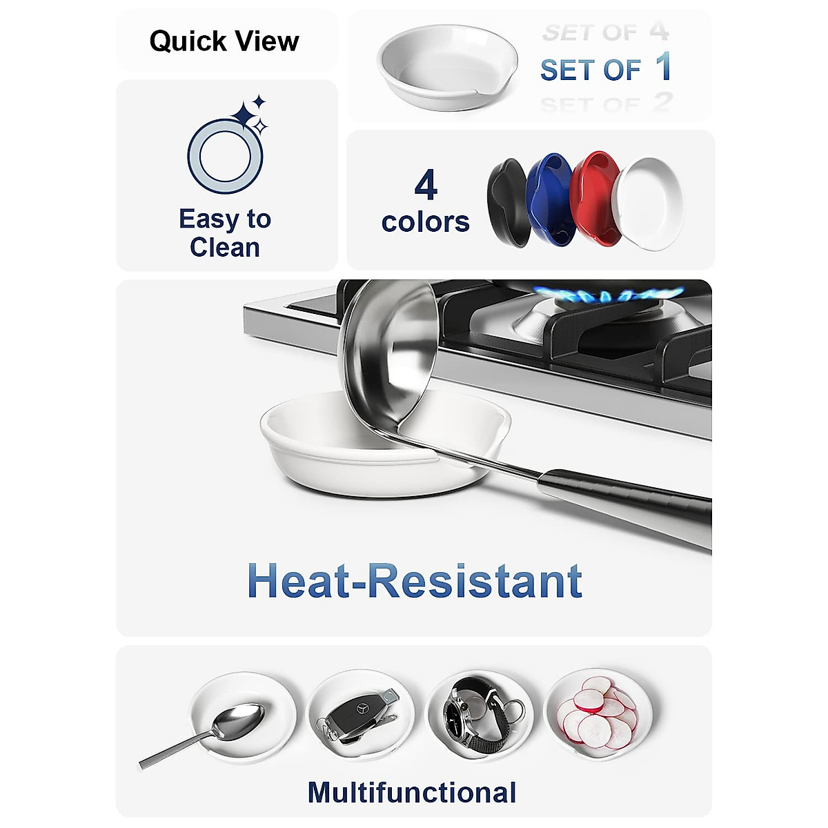 LE TAUCI Ceramic Spoon Rest for kitchen, 4.8 Inches Spoon Holder for Stove Top, Coffee Spoon Rest, Spoon Cradle, Kitchen Basics, Kitchen Accessories For Utensils, Set of 1, True White