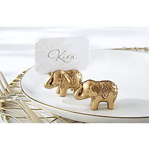 Kate Aspen Lucky Golden Elephant Place Card Holders, Photo Holders, Party Favors, Indian Wedding Decorations, Placecards, Place Setting, (Set of 6)