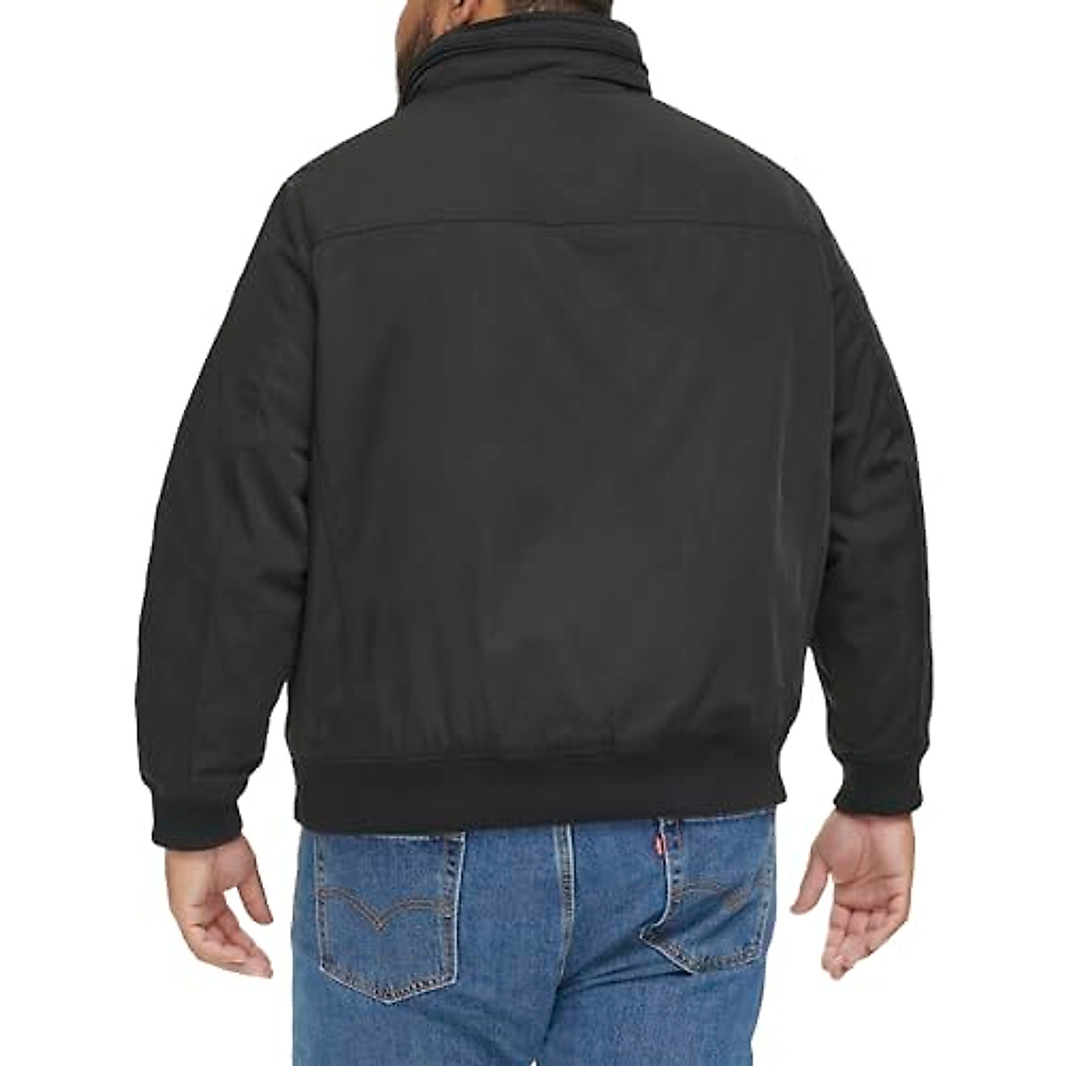 Dockers Men's Regular Quilted Lined Flight Bomber Jacket, Black, Large