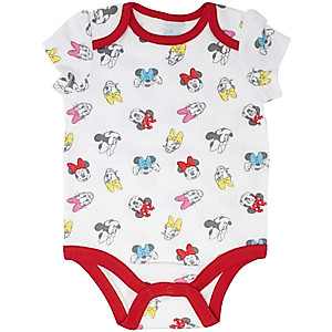 Disney Minnie Mouse Mickey Mouse Donald Duck Newborn Baby Girls 5 Pack Bodysuits Yellow 0-3 Months