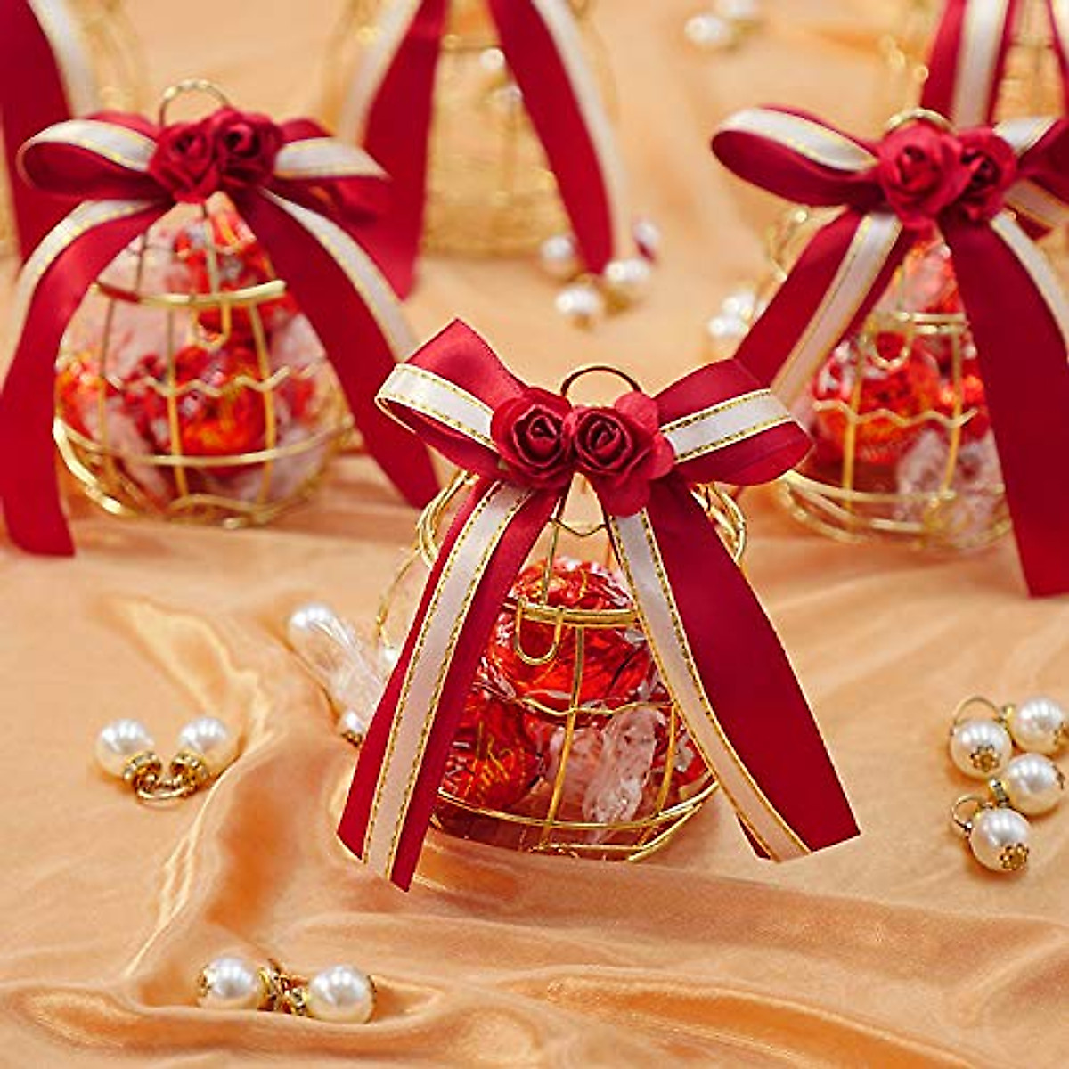 AUNMAS Bird Cage Candy Box, Decorative Gifts Sugar Container Small Chocolate Boxes Wedding Favor Banquet Party Home Decoration Christmas Present Accessories, Gold