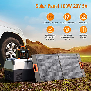 GRECELL 100W Portable Solar Panel for Power Station Generator, 20V Foldable Solar Cell Solar Charger with MC-4 High-Efficiency Battery Charger for Outdoor Camping Van RV Trip