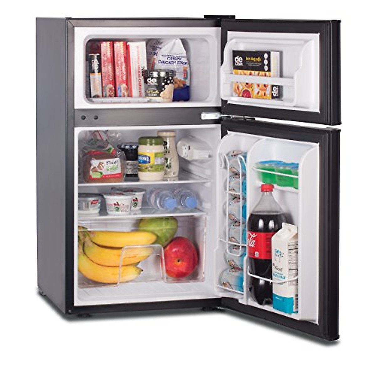 Commercial Cool CCRD32B Compact Double Door Refrigerator with True Freezer, 3.2 Cu. Ft. Mini Fridge, Black
