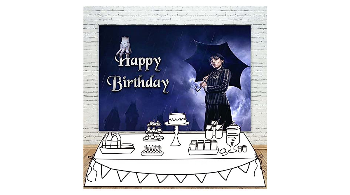 Wednesday Addams Birthday Backdrop 7x5ft - Customizable Themed Decor