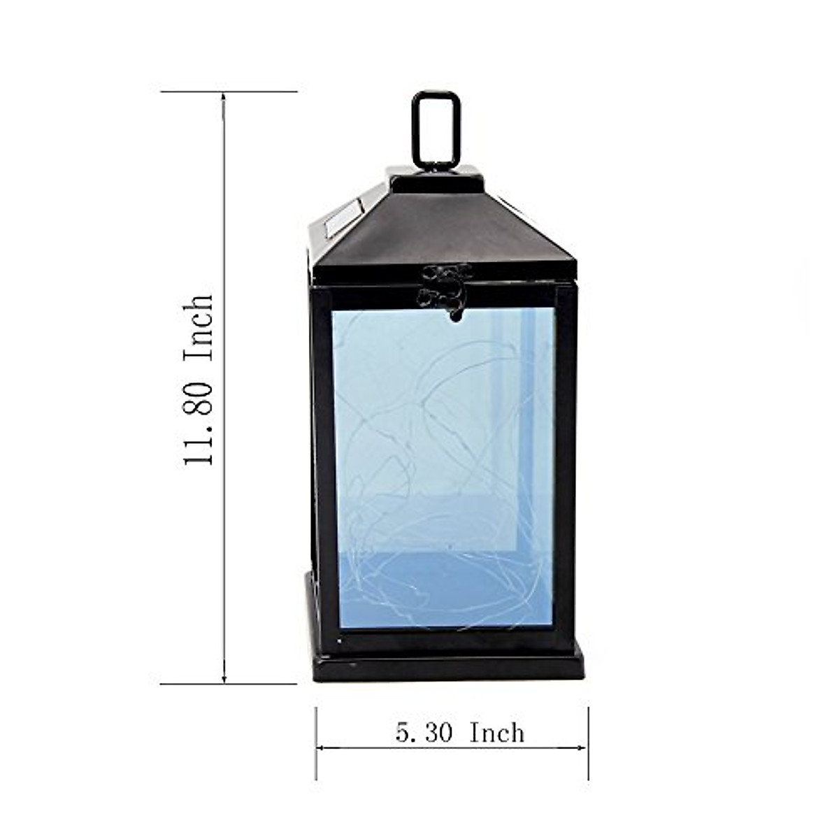 Solar Lantern Lights Metal Sunwind with 30 Warm White LEDs Fairy String Lights Outdoor Decorative Table Lamp (Black-11.4"H)