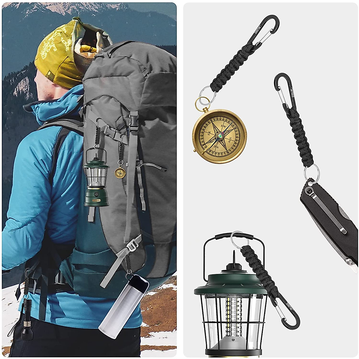 EOTW Carabiner Keychain,Paracord Keychain Small Aluminum Clip D Ring for Camping, Hiking, Fishing, Or As A Key Organizer