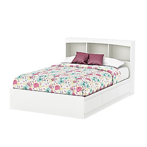 South Shore Step One Bookcase Headboard, Full, Pure White