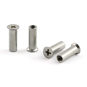 PZRT 4 Set Door Handle Hardware Lever Handle Screws Connecting Bolts & Sleeves Phillips Drive Flat Countersunk Head Fixing Cutting Slot Articulated Screw M4x60mm