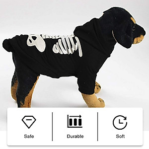 ULTECHNOVO Boys Costumes Halloween Dog Hoodie Glow in The Dark- Skeleton Dog Costumes- Flexible Ghost Jumpsuit Pet Clothing for Small Medium Large Dogs Cats Plain Hoodies