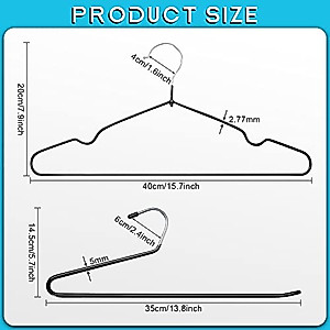 60 Pieces Metal Clothes Hangers Pants Hangers Non Slip Heavy Duty Hangers Open Ended Rubber Metal Jeans Hangers for Clothes Pants Trouser Slacks Jeans Blanket