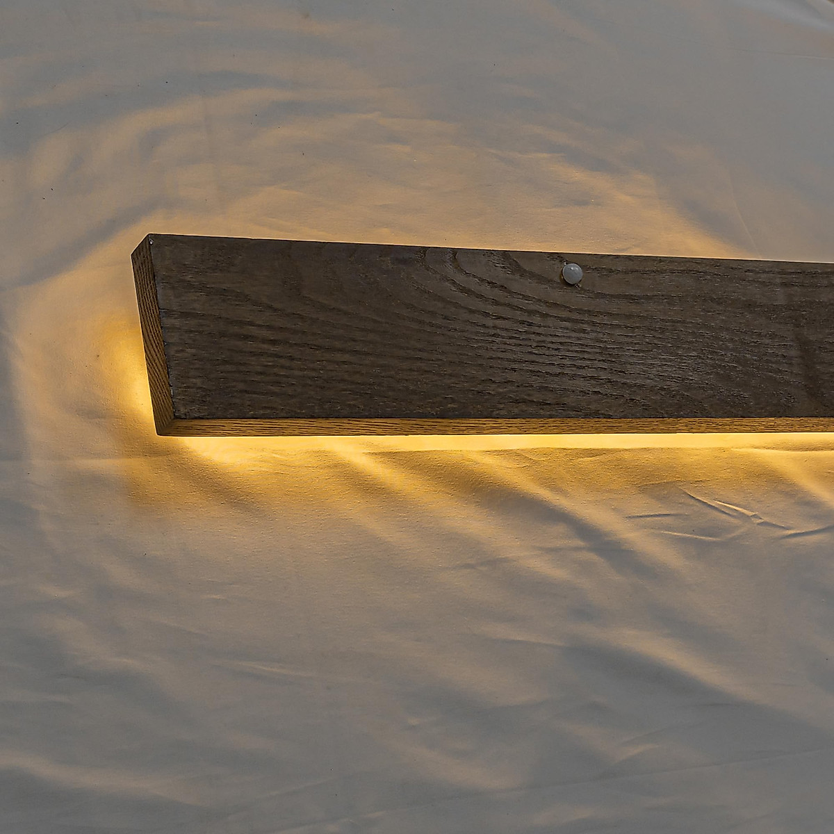 SKIVTGLAMP Wood Wall Sconce Rechargeable Battery Operated LED PIP Motion IR Sensor Wall Lamp, No Drilling Cordless Farmhouse Wall Mounted for Rustic Home Decor Backdrop Customizable Rectangle Walnut