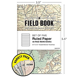 Field Notebook - Antique Map Patterns - Lined Memo Book (3.5"x5.5") - ELAN-FN-003L