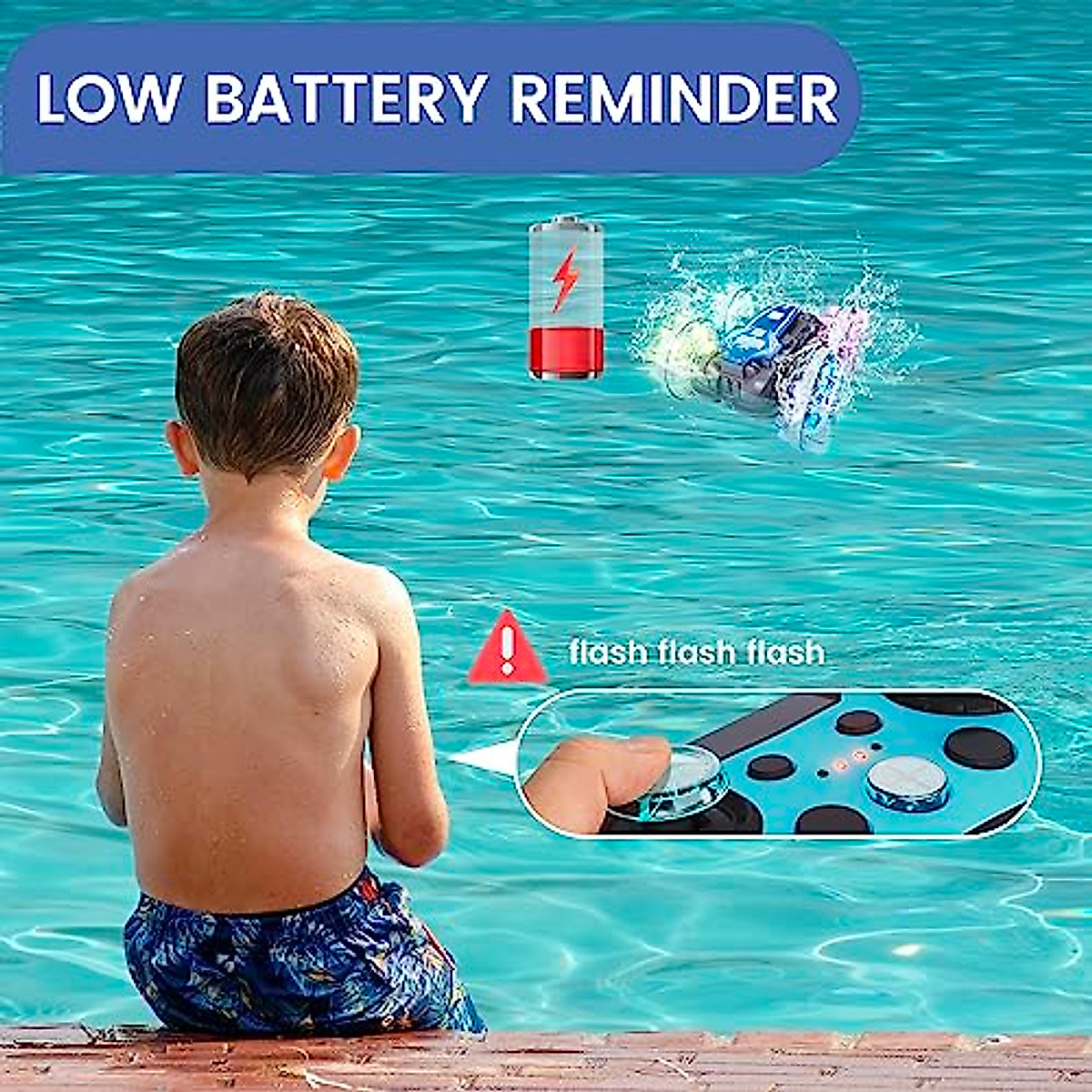 Tecnock Amphibious Remote Control Car Boat, 4WD Gesture RC Car with Waterproof Remote Control, All Terrain RC Stunt Car with LED Lights, Pool Toys for Kids Ages 8-12, Kids Toys Gifts for Boys Girls