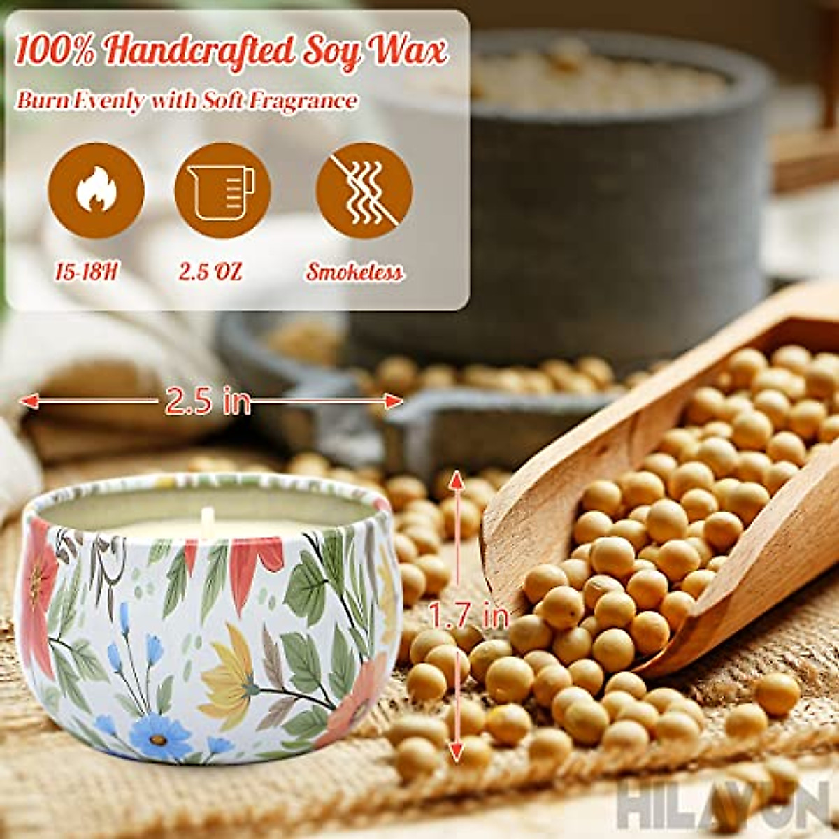 6 Pack Scented Candles Set for Thanksgiving Christmas Gift, Soy Wax Stress Relief Aromatherapy Candles, Relaxation Gift Baskets for Women, Great Gift Ideal for House-Warming and Birthday