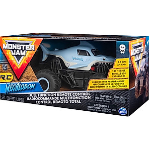 Monster Jam, Official Megalodon Remote Control Monster Truck, 1:24 Scale, 2.4 GHz, for Ages 4 and Up